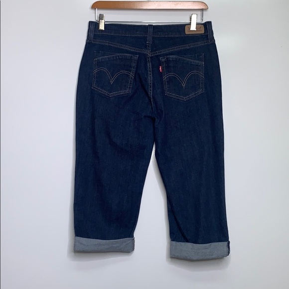Levi's | Pants & Jumpsuits | Levis Denim Dark Wash Cuffed Capri Cropped ...